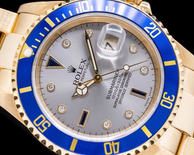 Rolex Submariner 16618 18K Yellow Gold Serti Dial RARE 16618 for Sale ...